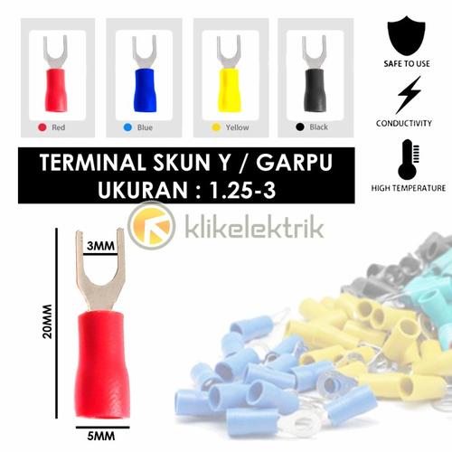 Jual TERMINAL SKUN Y GARPU SV 1.25-3 PVC INSULATED CABLE SEKUN FORK ECER Biru Merah Kuning Hitam ...