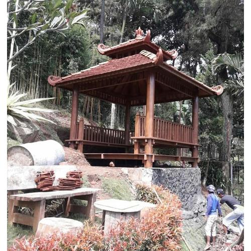 Jual gazebo kayu kelapa atap tumpuk / saung / gazebo minimalis / gasebo ...