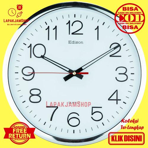 Jual Jam Dinding Edison EDW28TCH Chrome Angka Timbul Murah Besar ...