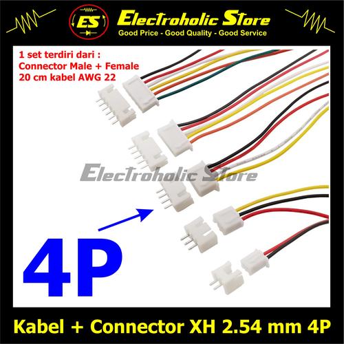 Jual Connector XH 2.54 mm 4P dengan Kabel AWG22 Konektor XH2.54 4 Pin ...