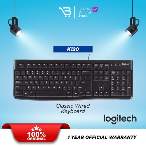 Promo Logitech Keyboard + Mouse (K120 + B100) (USB) Paket/Combo Set ...