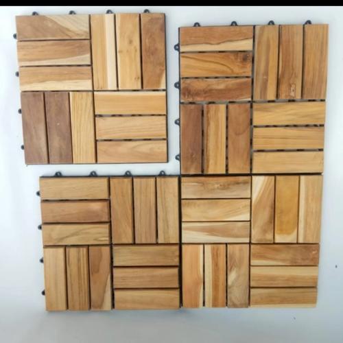 Jual Lantai kayu jati bongkar pasang Decking tile Kayu Motif Zigzag ...