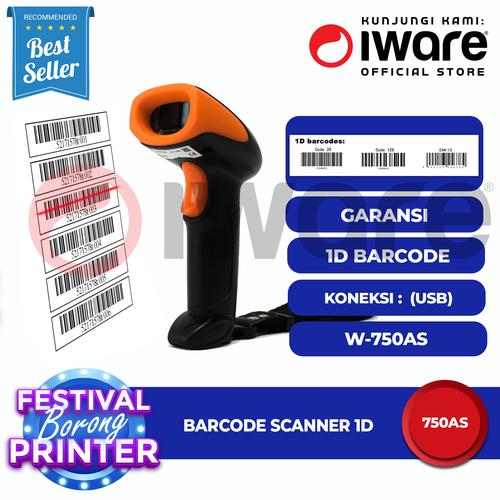 Promo Barcode Scanner Laser 1D Iware W-750AS USB Autoscan Cicil 0% 3x ...
