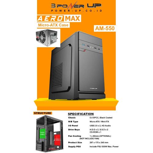 Jual CASING CPU POWER UP AEROMAX MICRO-ATX CASE - Kota Medan - Vstar ...