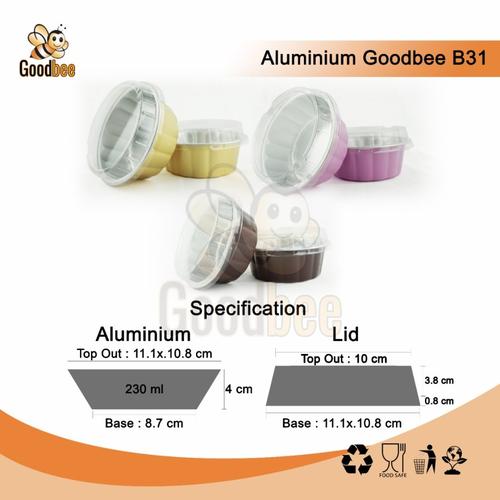 Jual Aluminium Baking B31 ( Bulat ) - Merk Goodbee - 230ml ( Wadah + Lid ) - Cokelat - Jakarta ...