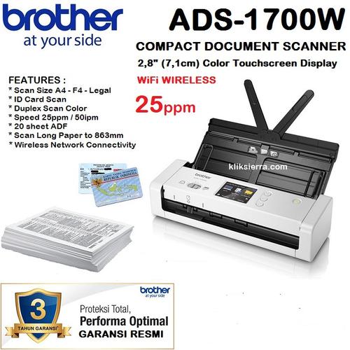 Jual Brother Scanner ADS-1700W Compact Portable Desktop - Jakarta Pusat ...