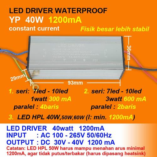 Jual LED Driver 50 Watt 1200 mA Casing Besi WATERPROOF - Jakarta Barat ...