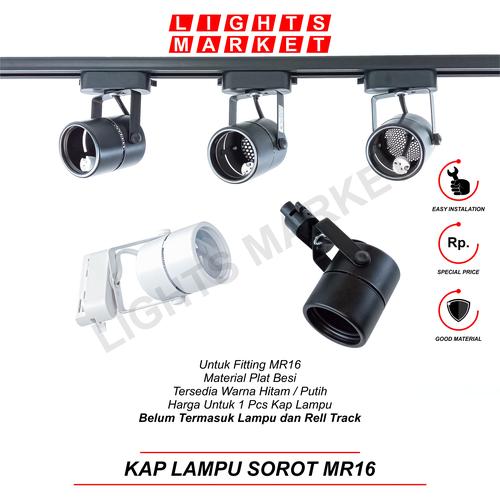 Jual Kap Lampu Sorot Spot Light Fitting MR16 Rel Plafon Hitam Putih ...
