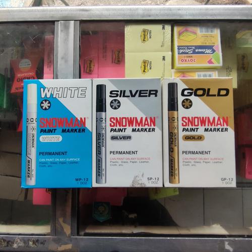 Jual Spidol Snowman Paint Marker Permanent white silver gold - Silver ...