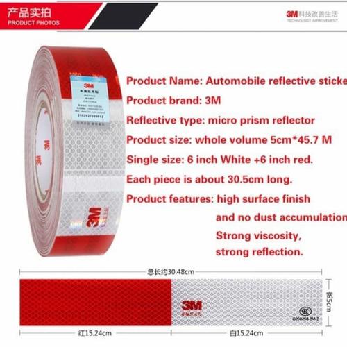 Jual Sticker reflective diamond grade 3m- scotlet merah putih 3m 2" x ...