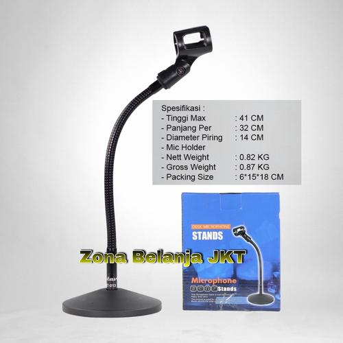 Jual Stand Mic Meja Flexibel Spiral / Tripod Mic / Standing Microphone ...