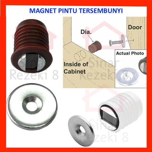 Jual Magnet Bulat Coklat / Putih Tutup Pintu Lemari Kayu Magnetic Catch ...