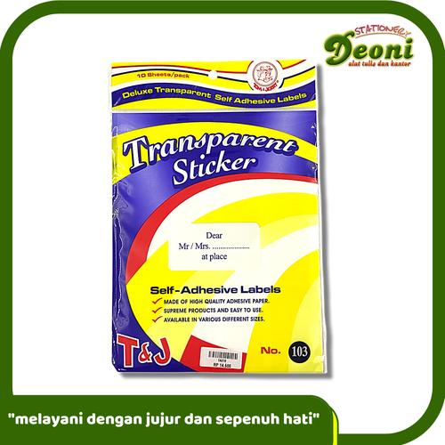 Jual TJ Label Transparent Sticker 103 32x64mm 10 Lembar / Pack - Kota ...