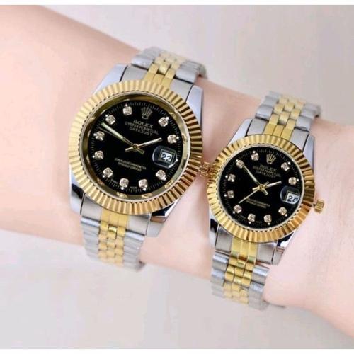 Jual Jam Tangan Rolex Couple/ Pasangan Tali Rantai Tanggal Aktif free ...