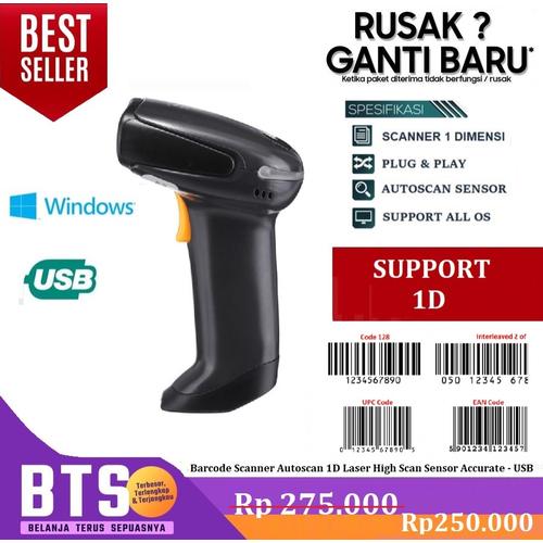 Jual Barcode Scanner Autoscan Sensor 1D Laser Scan Accurate - USB ...