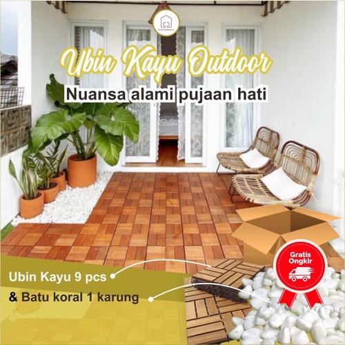 Jual Lantai kayu decking ubin garden tile outdoor BONUS batu alam 10kg ...