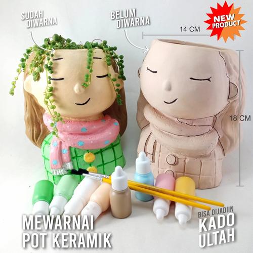 Jual Pot Lukis tanah liat tanaman hias sukulen dan kaktus kado ulang ...