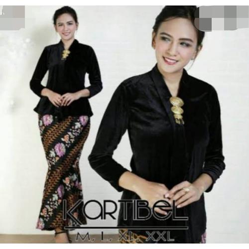 Jual kebaya kartini bahan beludru bludru panjang warna hitam - Kab ...