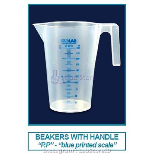 Jual Graduated Pitcher Beaker Handle PP 2000 ml Blue Printed Scale ...