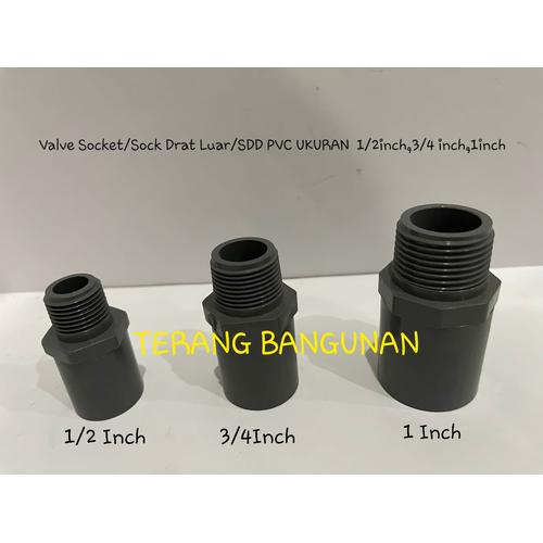 Jual VALVE SOCKET/SOCK DRAT LUAR/SDL PVC UKURAN 1/2INCH,3/4INCH,1INCH ...
