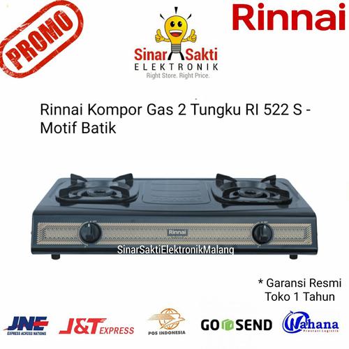Jual Rinnai Kompor Gas 2 Tungku RI 522 S RI522S Motif Batik 522S Teflon ...