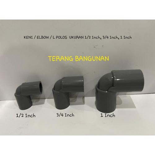 Jual ELBOW/KENI/L POLOS PVC UKURAN 1/2 INCH,3/4 INCH,1 INCH - 1/2 INCH ...