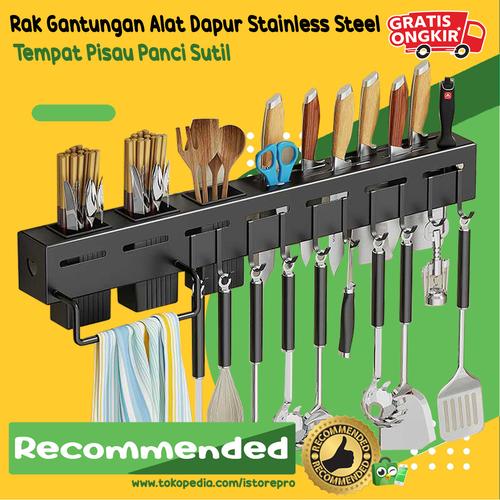 Promo Rak Gantungan Alat Dapur Stainless Steel Tempat Pisau Panci Sutil ...