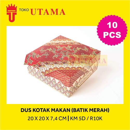 Jual 20x20x7,4CM KM5D R10K Dos Dus Makan Motif Batik Merah Box Nasi Kue ...