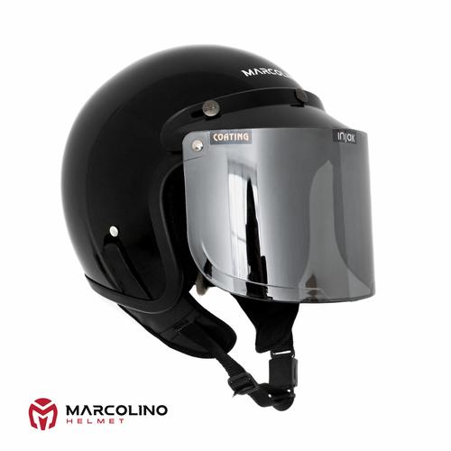 Jual Helm Bogo Retro Premium Marcolino Hitam Glossy SNI Kaca Datar ...