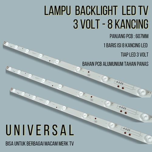 Jual Lampu LED Kancing 3V 8K Backlight TV 3Volt 8 Kancing Cembung ...