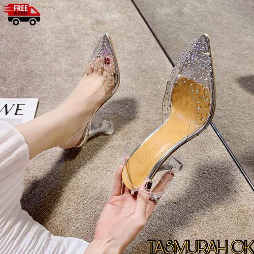 Jual SEPATU HEELS TRANSPARAN IMPORT WANITA SANDAL HAK KACA MODEL ...