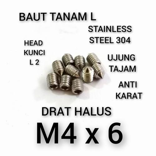 Promo 10PCS BAUT TANAM L M4 x 6 SS 304 BAUT TANAM 4mm UJUNG TAJAM ...
