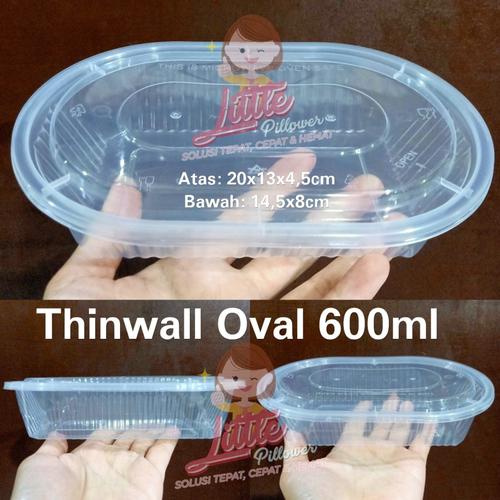 Jual (Thinwall OVAL 600ml bening )/ lunch box plastik/ kotak makan ...