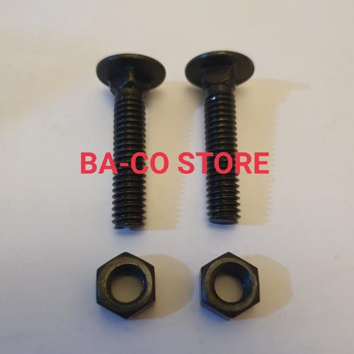Jual baut mur cb m8 / carriage bolt 5/16" x 21/2" / baut payung 6cm ...