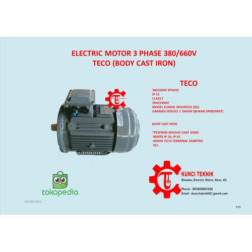 Jual TECO 7.5 HP 5.5 KW 3 Phase 2 Pole B5 Elektro Motor/dinamoMotor Induksi - Kota Tangerang ...