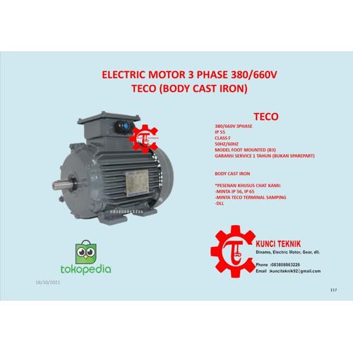 Jual TECO 15 HP 11 KW 3 Phase 2 Pole B3 Elektro Motor/dinamo/Motor Induksi - Kota Tangerang ...