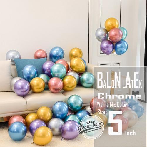 Jual Balon Latex Chrome 5 inch per pak isi 50 / balon metalik CHROME ...