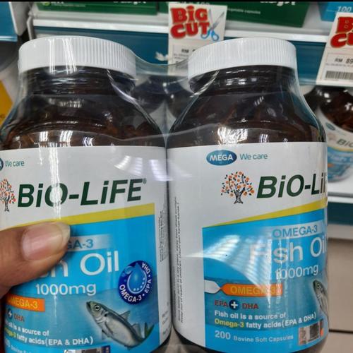 Jual Biolife Omega 3 Fish Oil 1000mg Set 2 x 200 Impor - Jakarta ...
