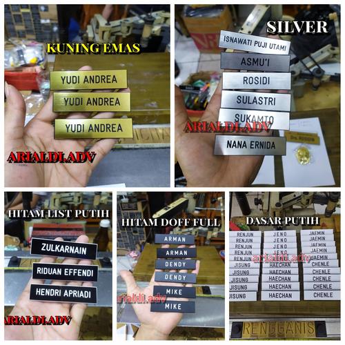 Jual papan nama dada grafir/ukir nametag grafir ukuran 2×8 cm magnet ...