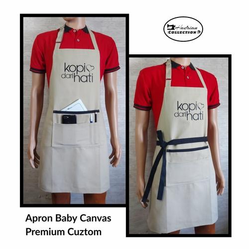 Jual Celemek apron kanvas cuztom bordir logo - krem muda, apron polos ...