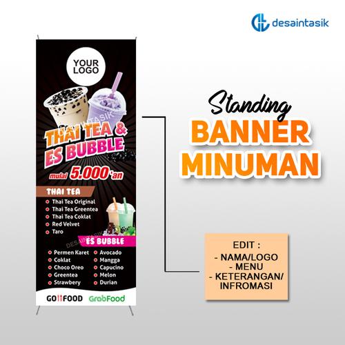 Jual Banner Minuman Thai Tea, Boba, Mojito, Es Bubble Uk 60x160cm Free ...