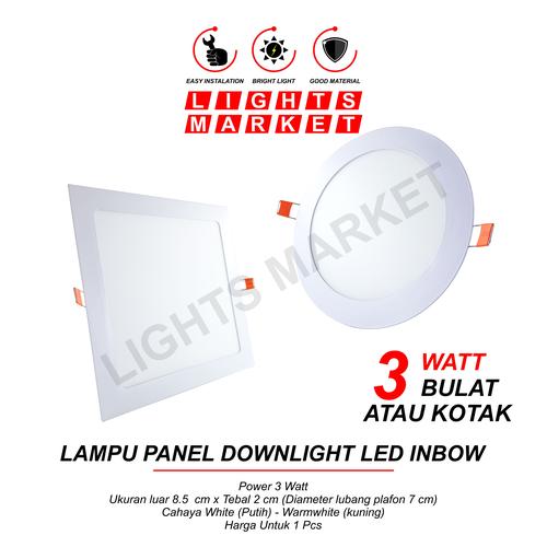 Jual Lampu Downlight LED 3 Watt Inbow Plafon Putih Kuning Warm White 3W ...