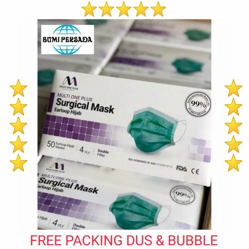 Jual masker surgical multi one plus 4 ply earloop hijab isi 50pcs - MOP ...