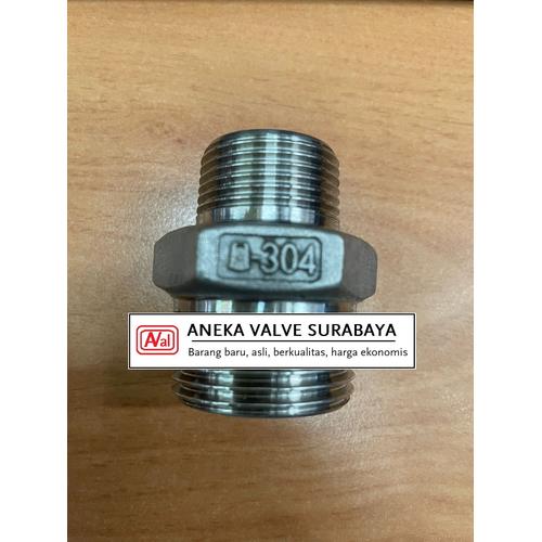 Jual Reducer hex nipple nepel sok drat luar SS 304 Stainless 1" x 3/4 ...