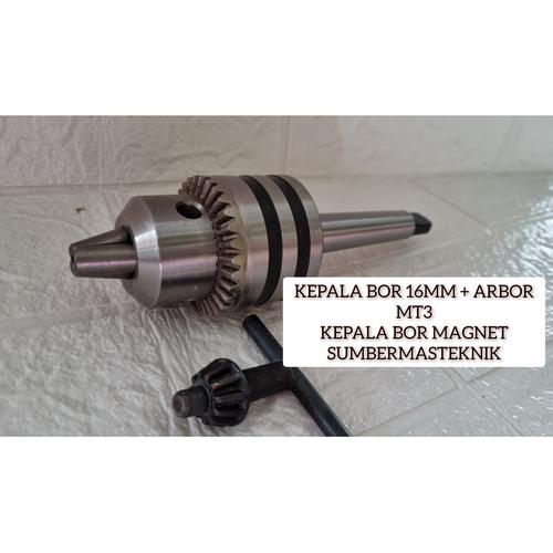 Jual KEPALA BOR MAGNET 16MM / CHUCK BOR 16MM SET ARBOR MT3 UNTUK BOR ...