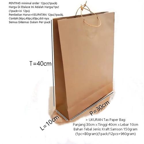 Jual Paperbag uk Jumbo Paper Bag 30x40x10 cm Tas Kertas Kantong Goodie ...
