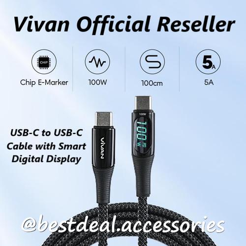 Promo Vivan VCC100 USB-C to USB-C Quick Charge Cable Smart Digital ...