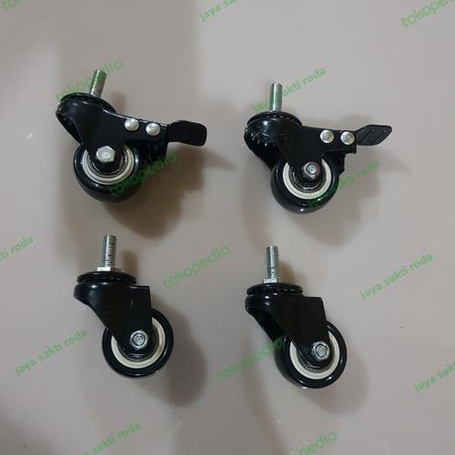 Jual Roda Lemari / rak Srew / Drat 1,5 inch pu black ( 2 rem 2polos ...