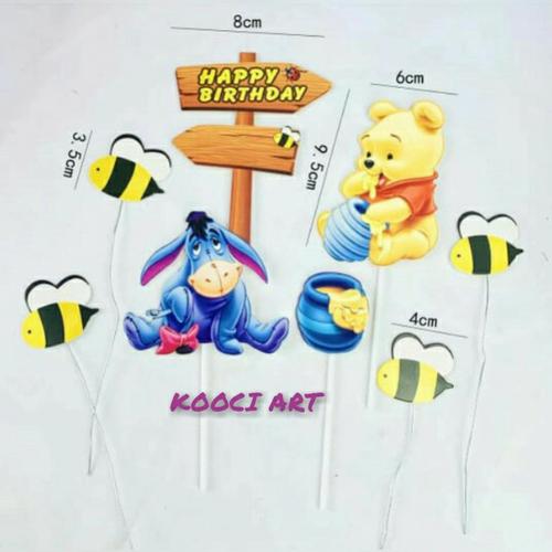 Jual Cake topper winnie the pooh/topper kue winnie the pooh bee/tusukan ...