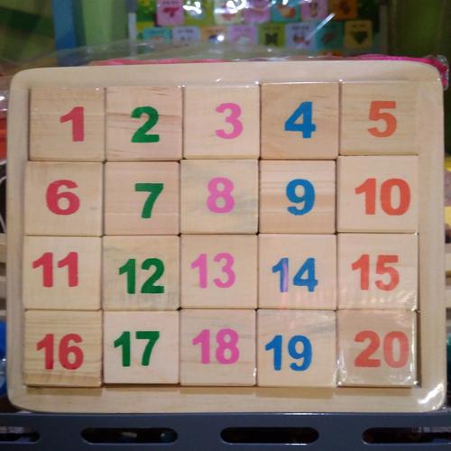 Jual mainan anak bahan kayu balok natural angka untuk anak TK - Kab ...